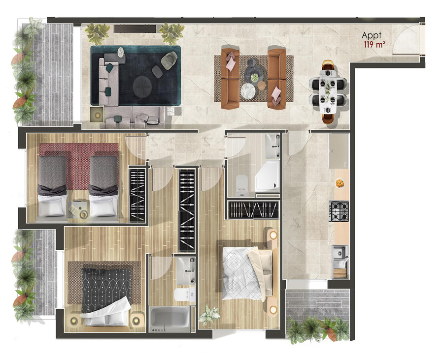 Appartement de 3 chambres sur AMERCHICH, MARRAKECH à vendre | Résidence ...